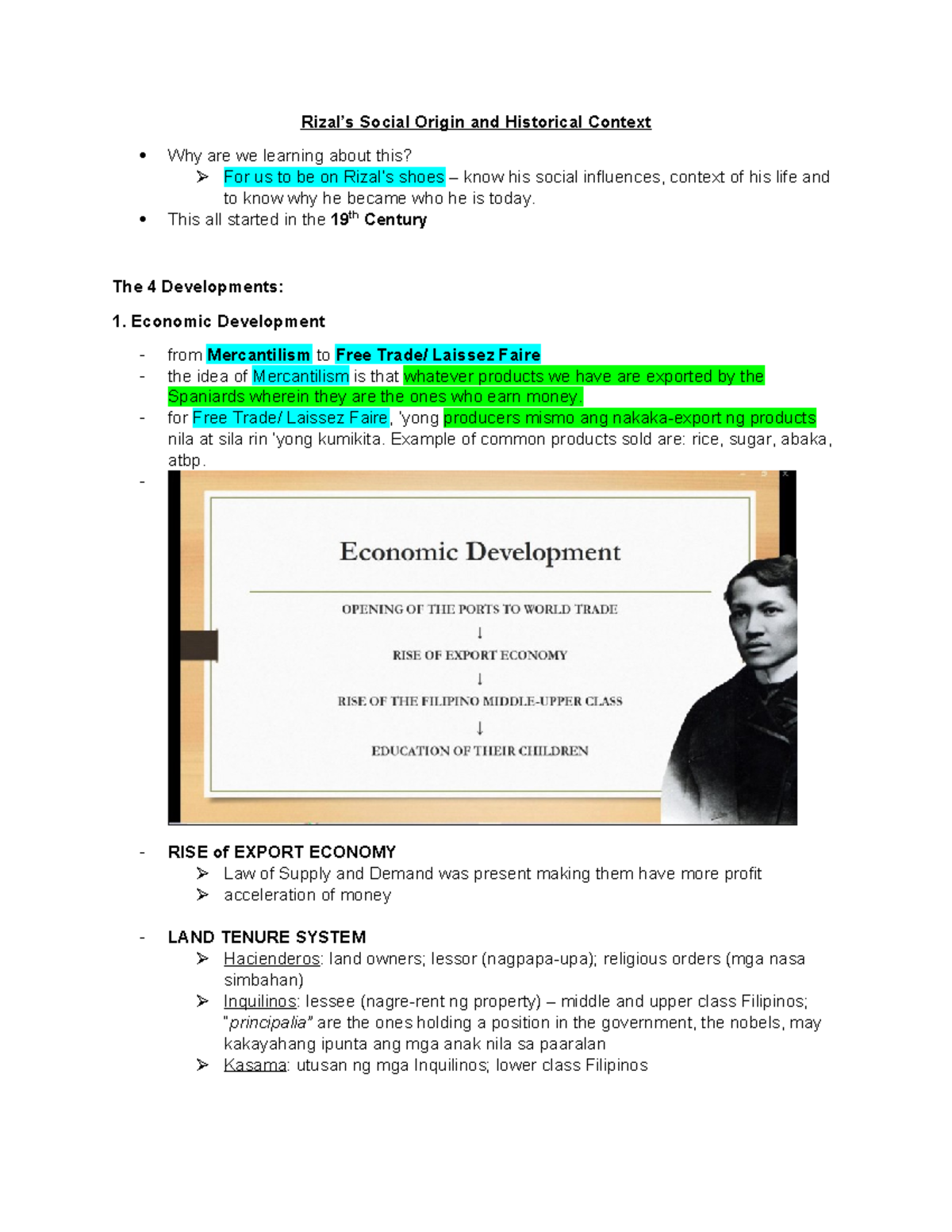 Rizals Social Origin and Historical Context Reviewer - Rizal’s Social ...