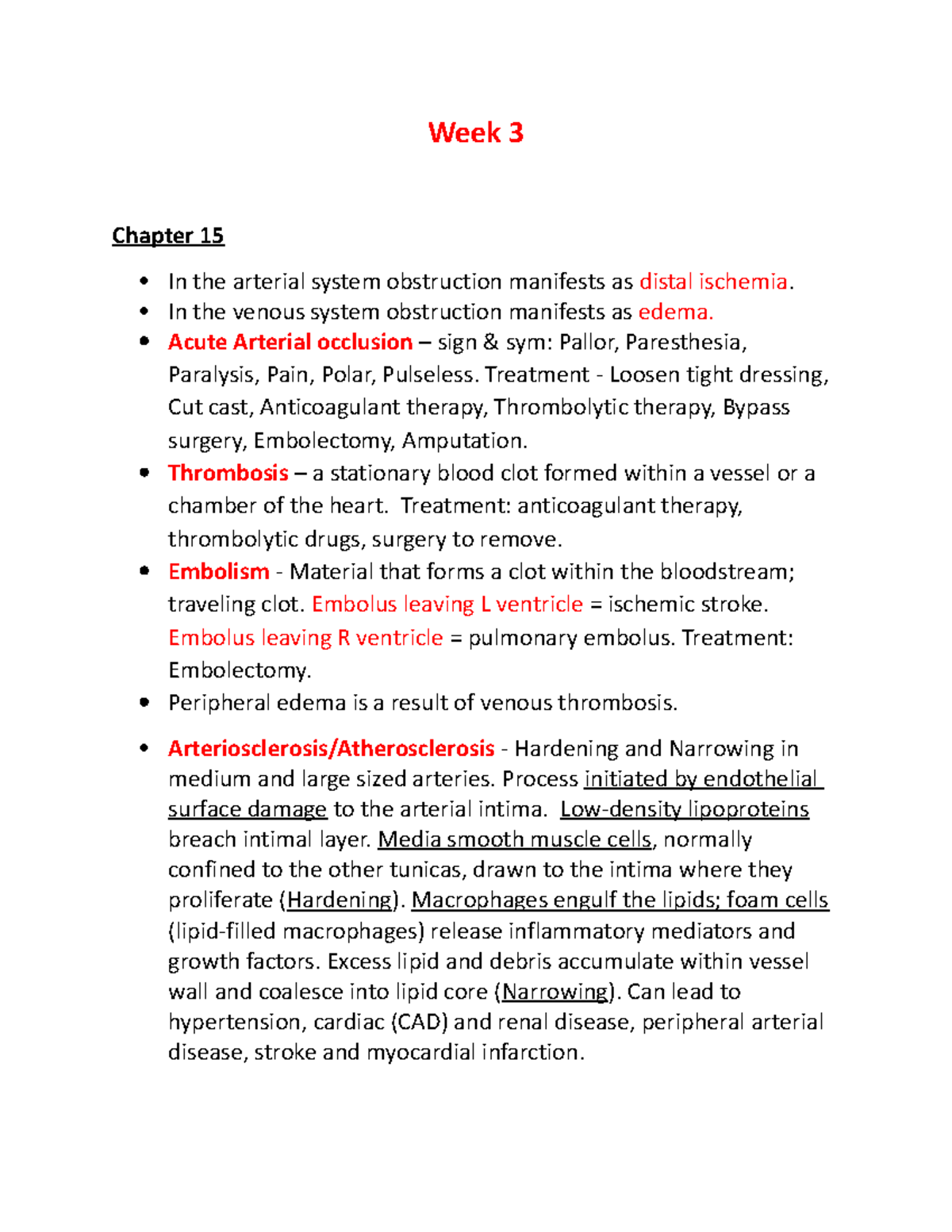 PATH 370 - Week 3 Quiz Study Guide - Week 3 Chapter 15 In the arterial ...