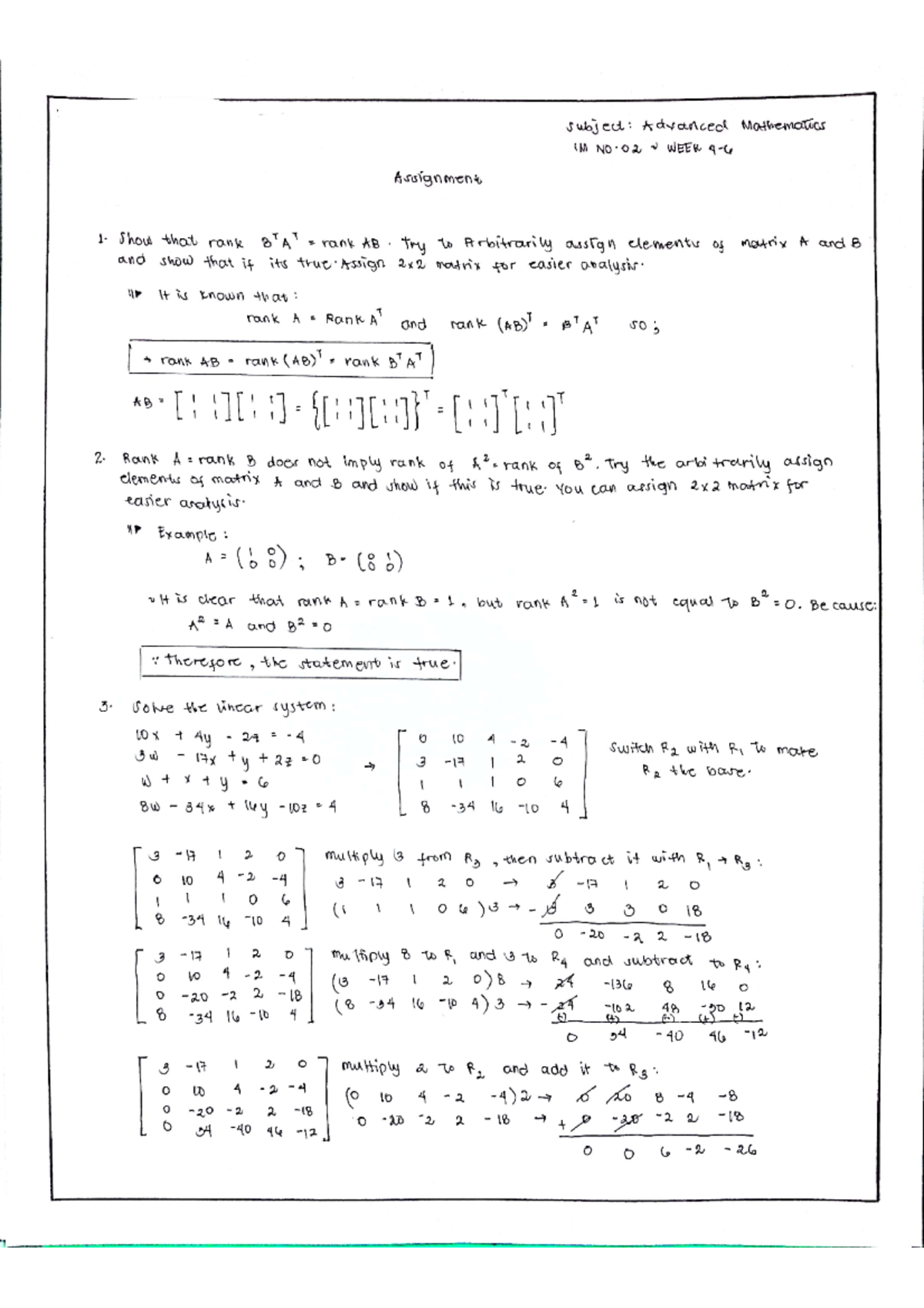 Ad Math As#2 - Problem Solving - Mechanical Engineering - NVSU - Studocu