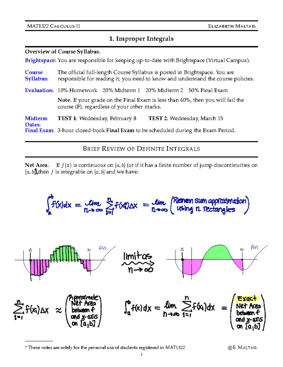 Mat1322 20221 notes 01 full - MAT1322 C ALCULUS II E LIZABETH M ALTAIS ...