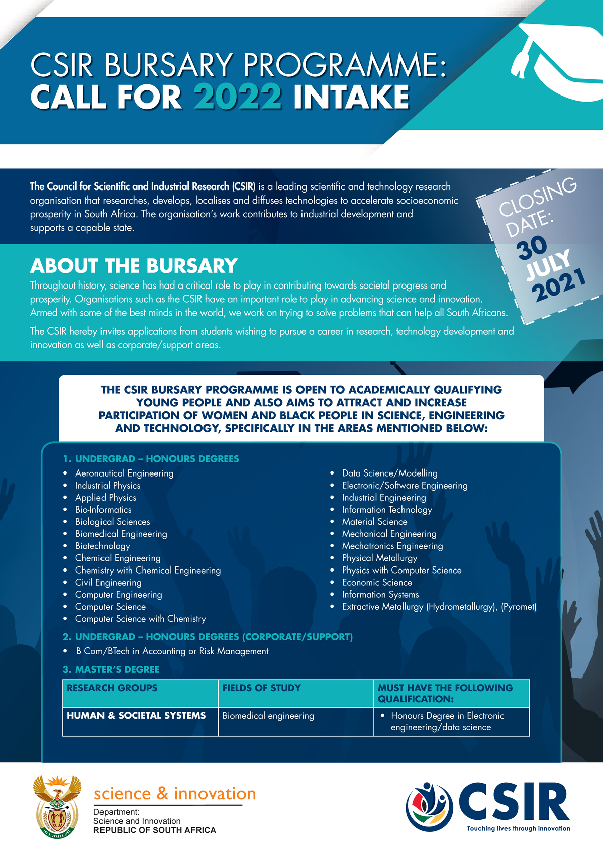 CSIR Bursary Advert for 2022 0 - The Council for Scientific and ...