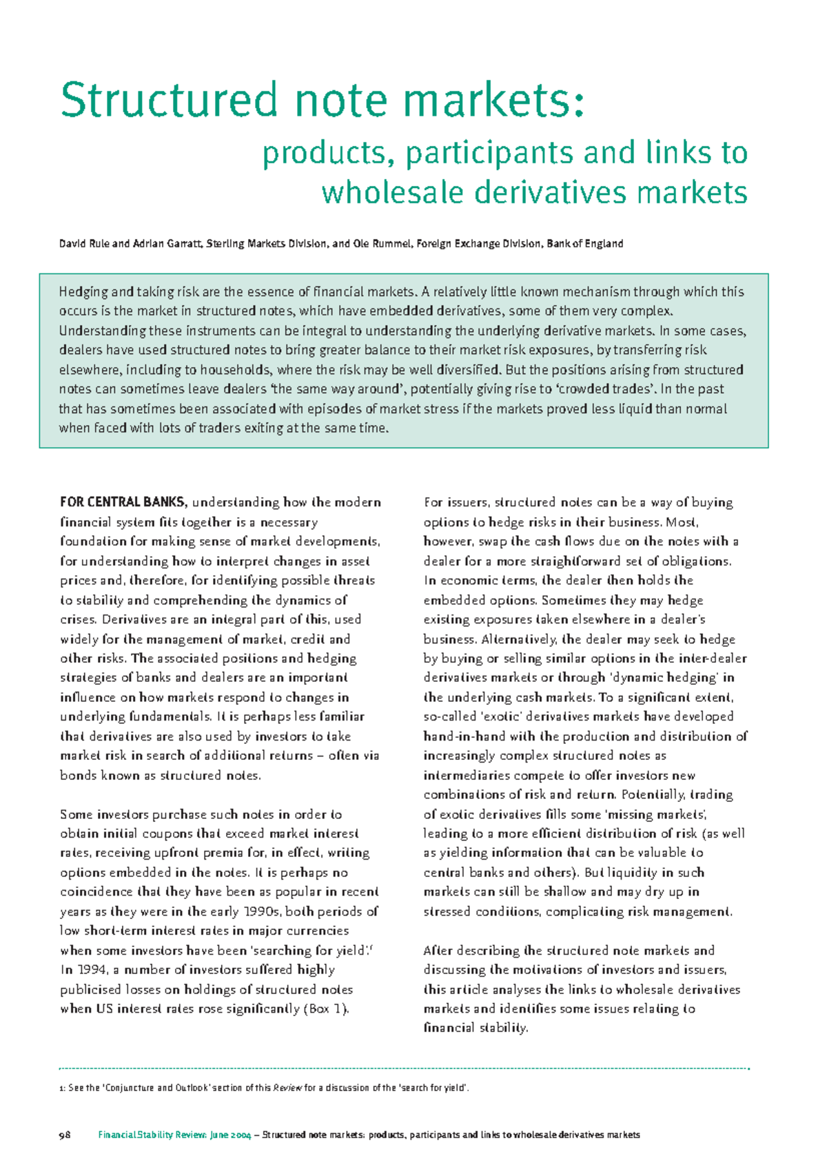 2-Structured Notes - June 2004 - 98 Financial Stability Review: June ...