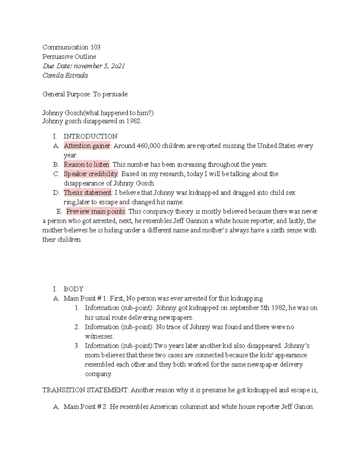 Persuasive Outline - Camila Estrada - Communication 103 Persuasive ...