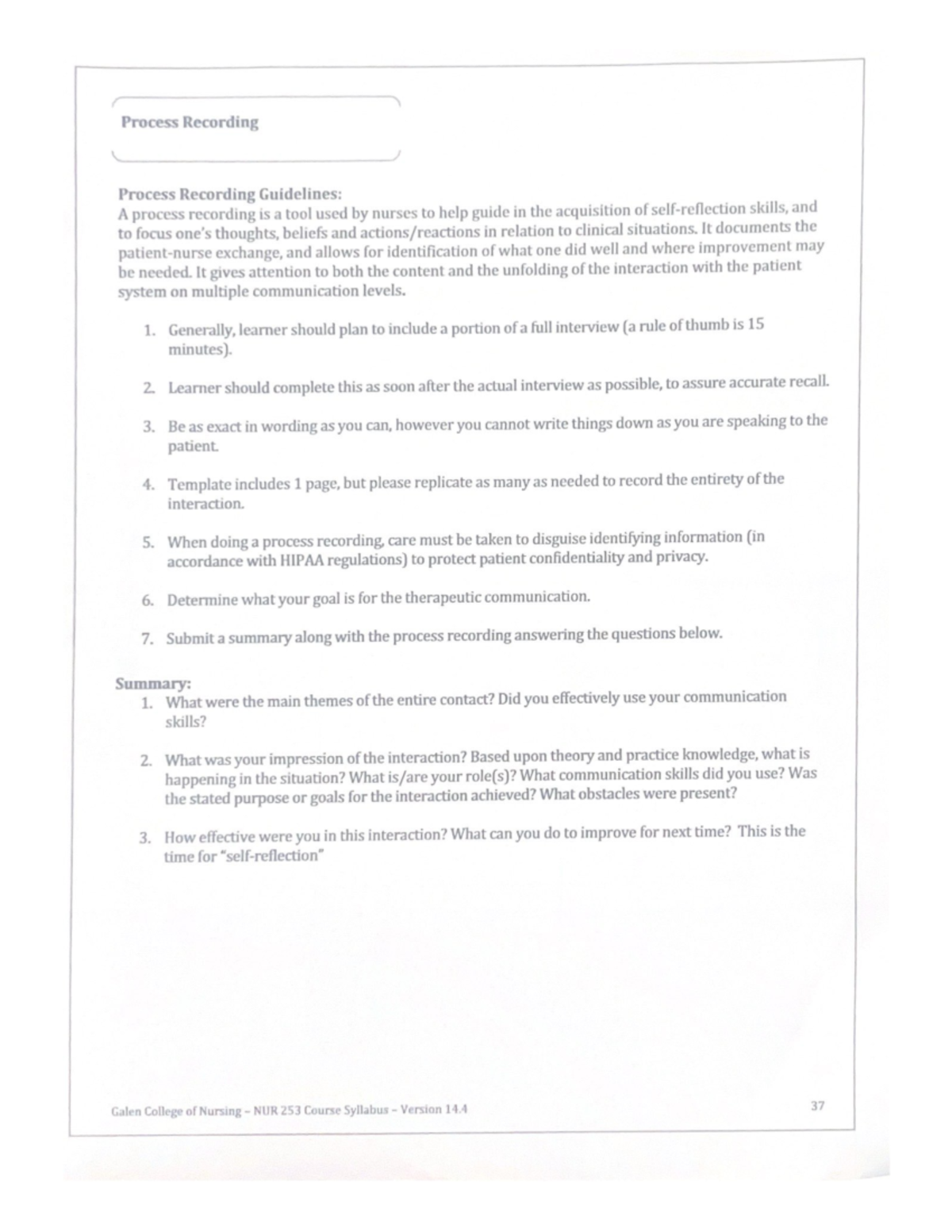 Process Recording - Notes - Process Recording Process Recording ...