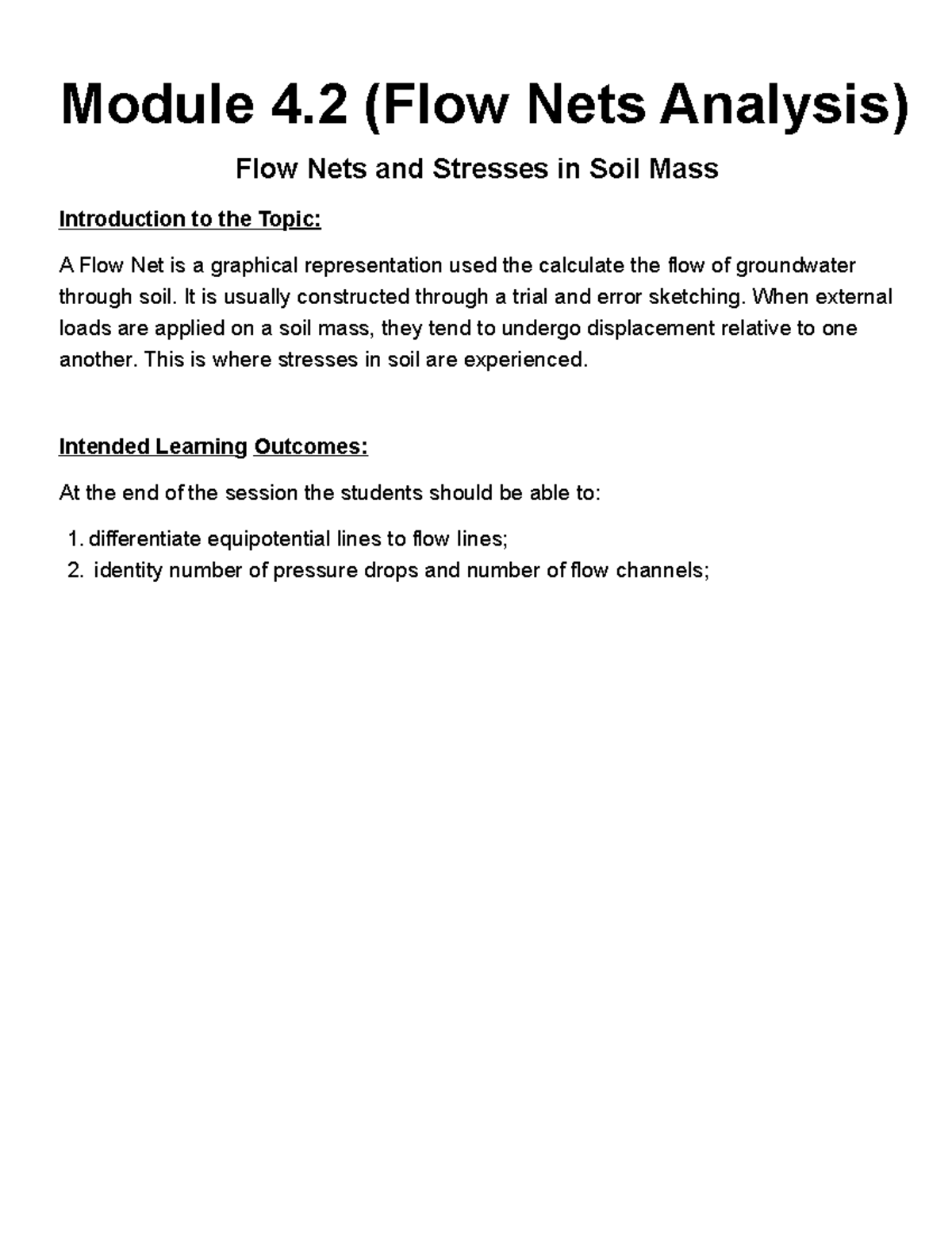 Module 4.2 (Flow Nets Analysis) Geotechnical Engineering - Module 4 ...