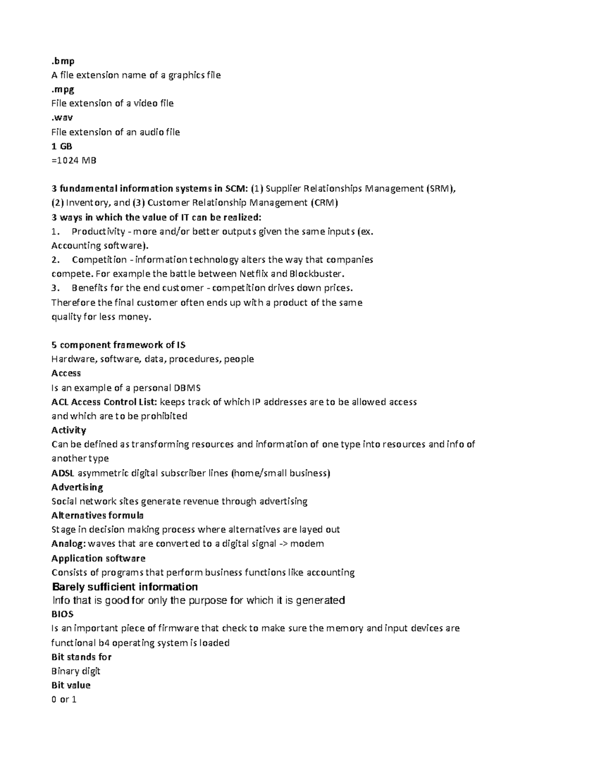 Exam review mcs2020 - Summary Marketing Information Management FW - .bmp A file extension name ...