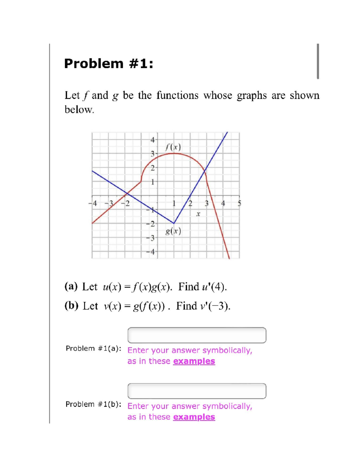 Math - Math work - Problem Let f and g be the functions whose graphs ...