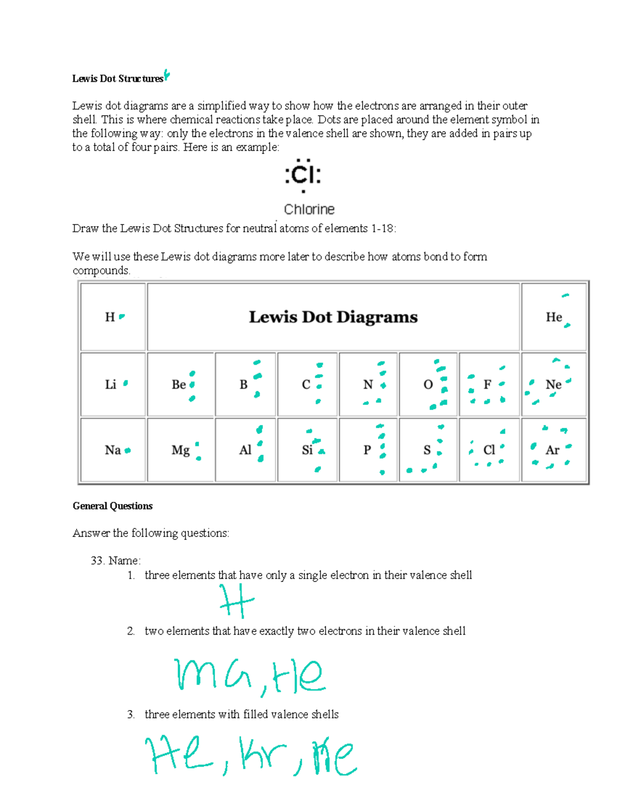 Lewis+Dot+Structures - Lewis Dot Structures Lewis dot diagrams are a ...