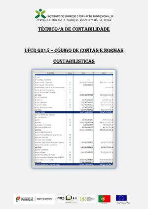 Reflexão ufcd 6215 - código de contas - T../A DE CONTABILIDADE UFCD ...