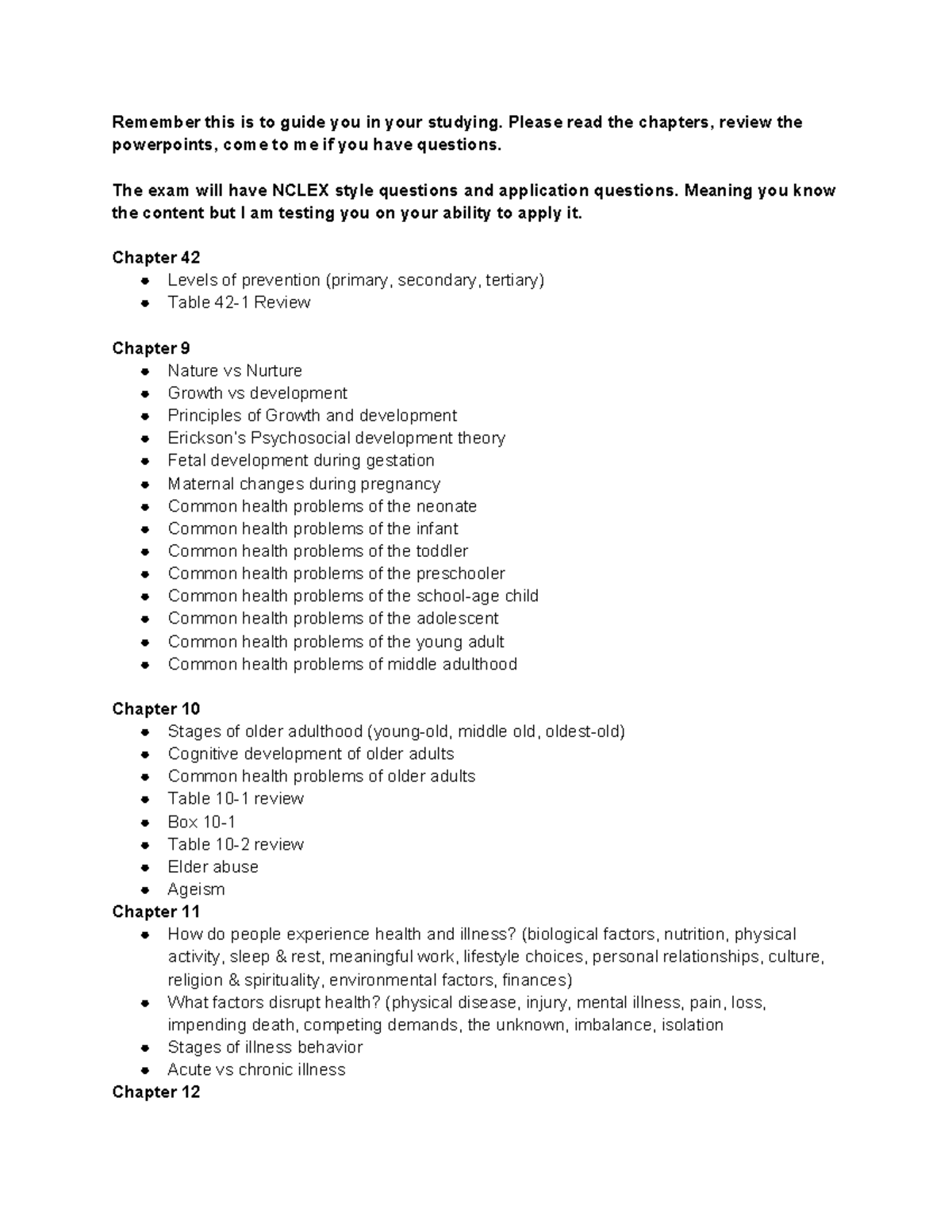 NUR 102 Exam 1 Study Guide - Remember this is to guide you in your ...
