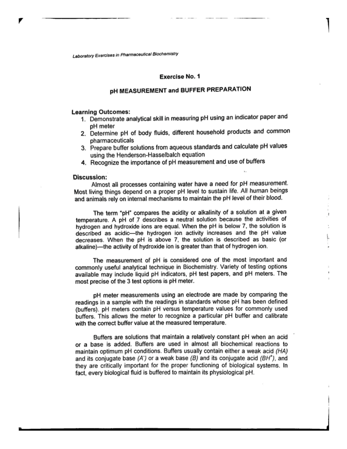 Laboratory Exercises in Pharmaceutical Biochemistry - Studocu