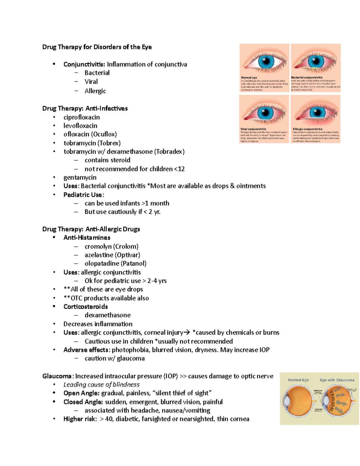 Eye - Notes, content, helpful hints, powerpoints - Drug Therapy for ...