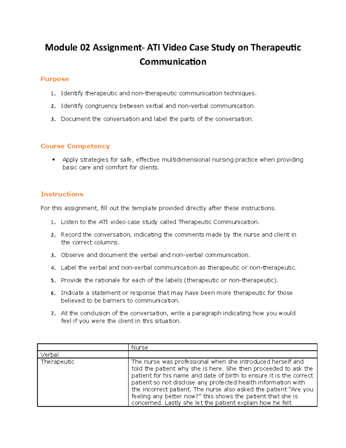 NUR2356 Module 02 Assignment - Module 02 Assignment- ATI Video Case ...