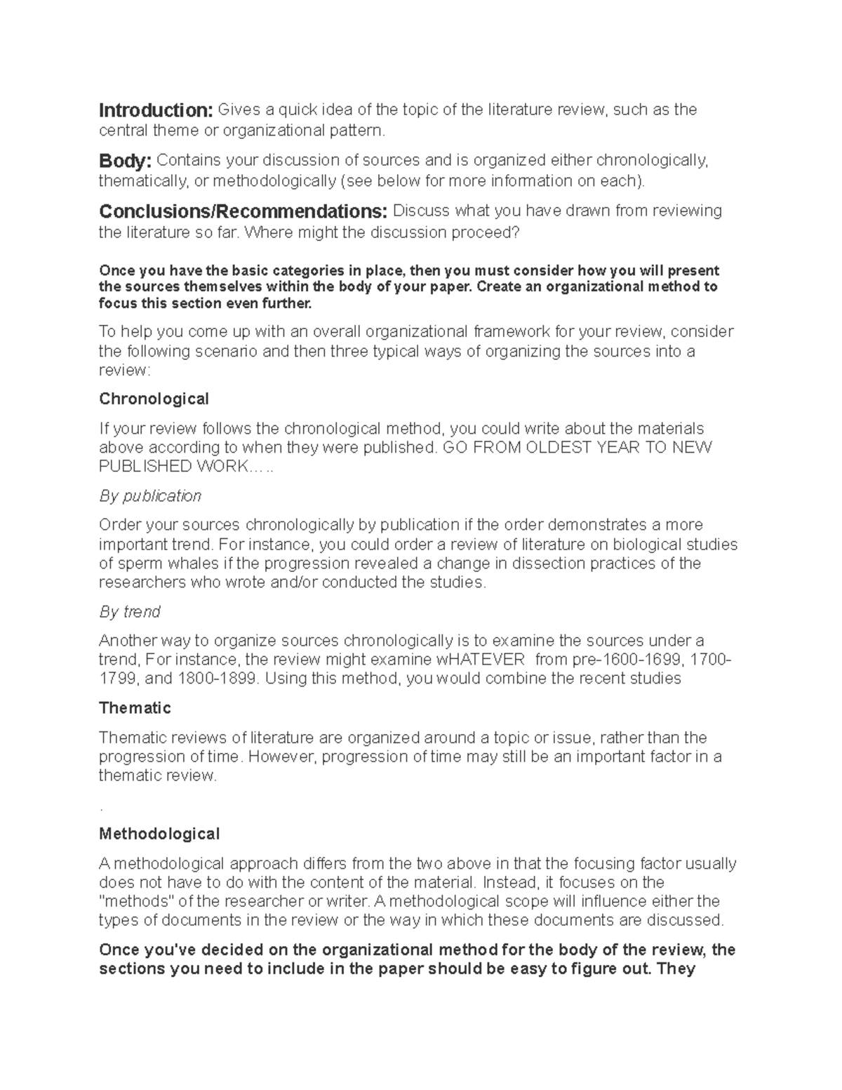 Organize A Literature Review - Introduction: Gives a quick idea of the ...