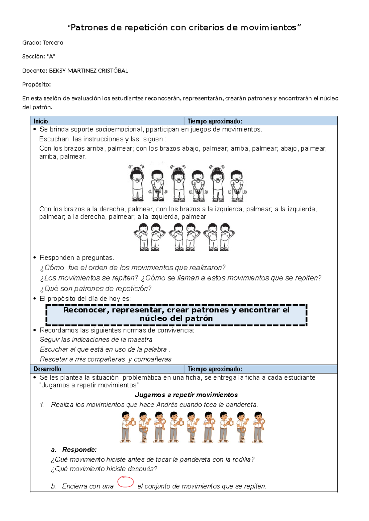 Sesion DE Matematica - “Patrones de repetición con criterios de ...