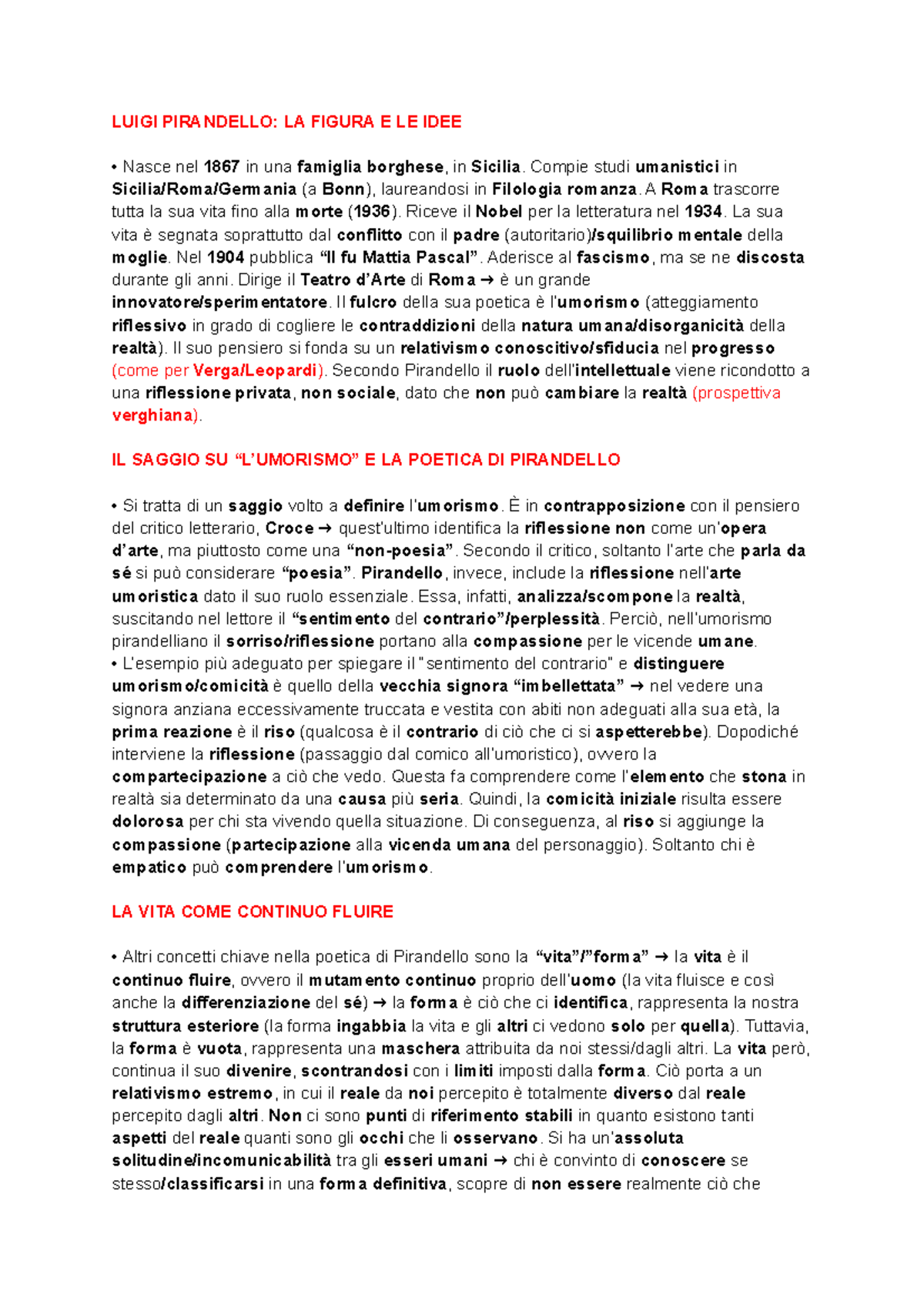 Luigi Pirandello Italo Svevo - LUIGI PIRANDELLO: LA FIGURA E LE IDEE Nasce nel 1867 in una ...