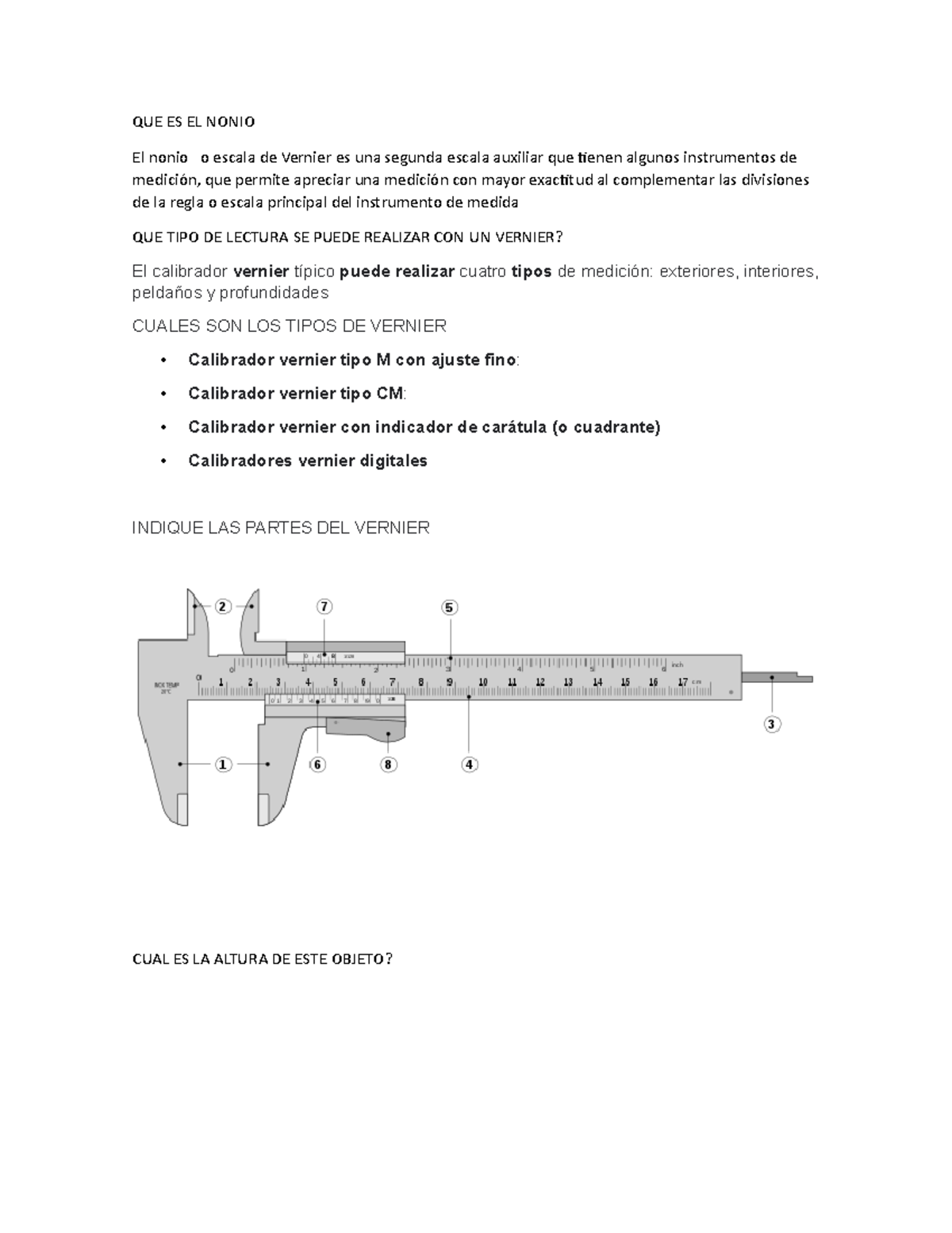 Examden Vernier - QUE ES EL NONIO El nonio o escala de Vernier es una ...