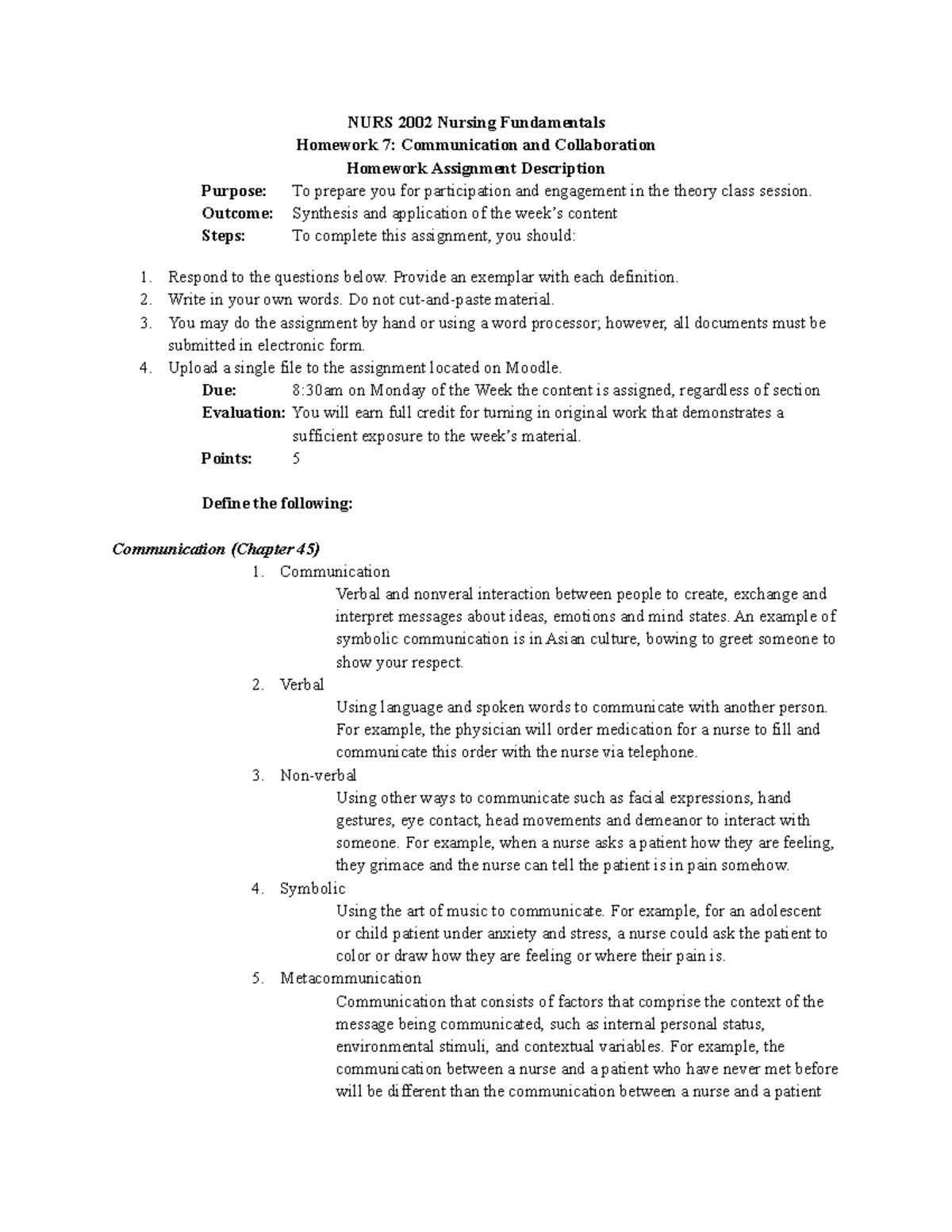 Homework 7 - Notes - NURS 2002 Nursing Fundamentals Homework 7 ...