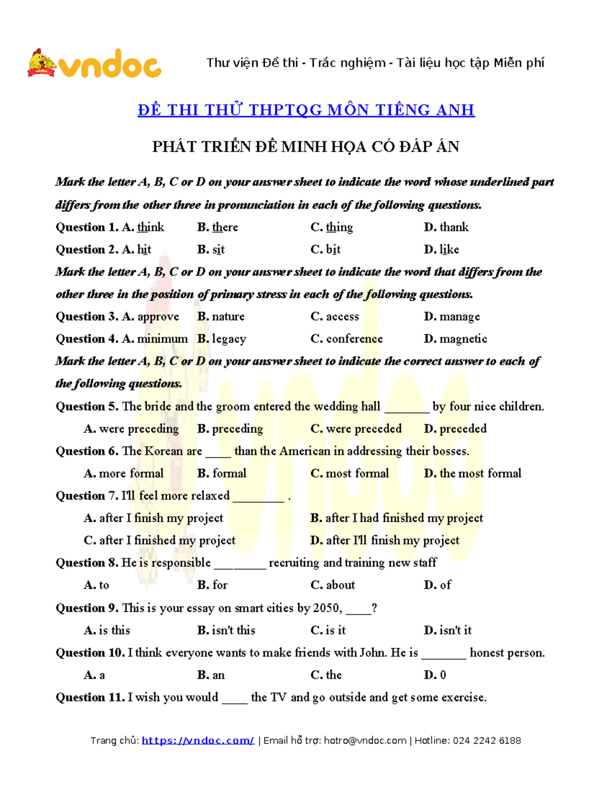 De thi thu thpt quoc gia 2023 mon anh so 20 - ĐỀ THI THỬ THPTQG MÔN TIẾNG ANH PHÁT TRIỂN ĐỀ MINH ...