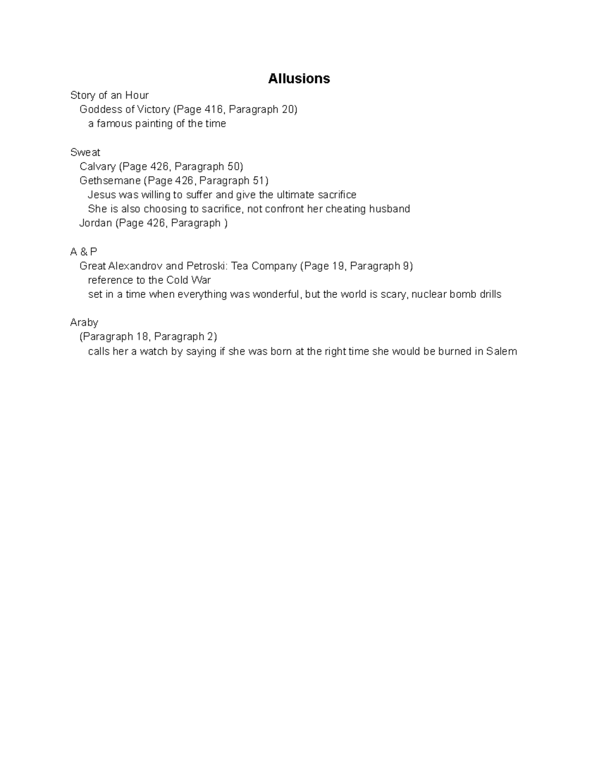 ENGL 1100 - Lecture Notes on Allusions - Literary Interp - Allusions ...