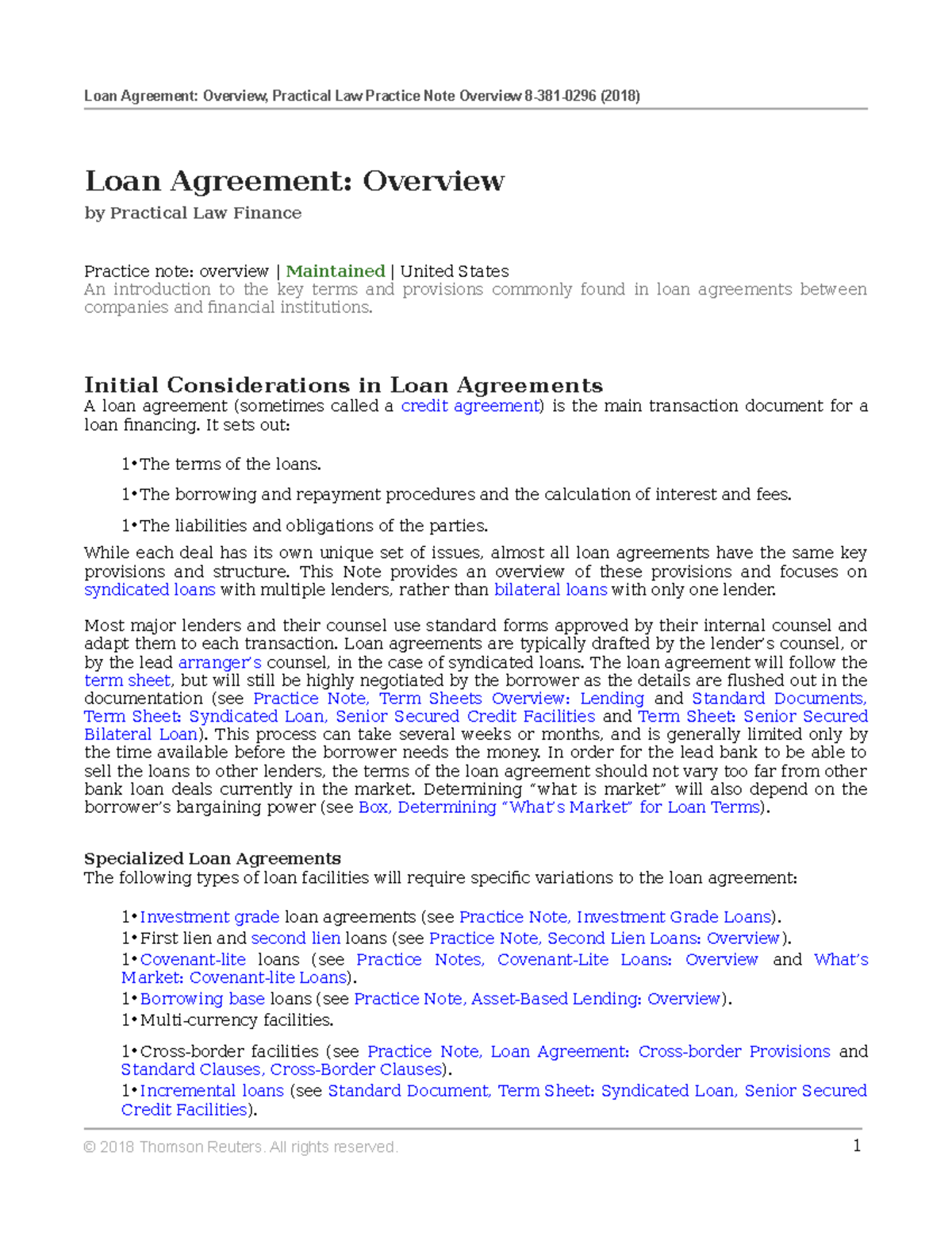 Loan Agreement OverviewLoan Agreement OverviewLoan Agreement ...