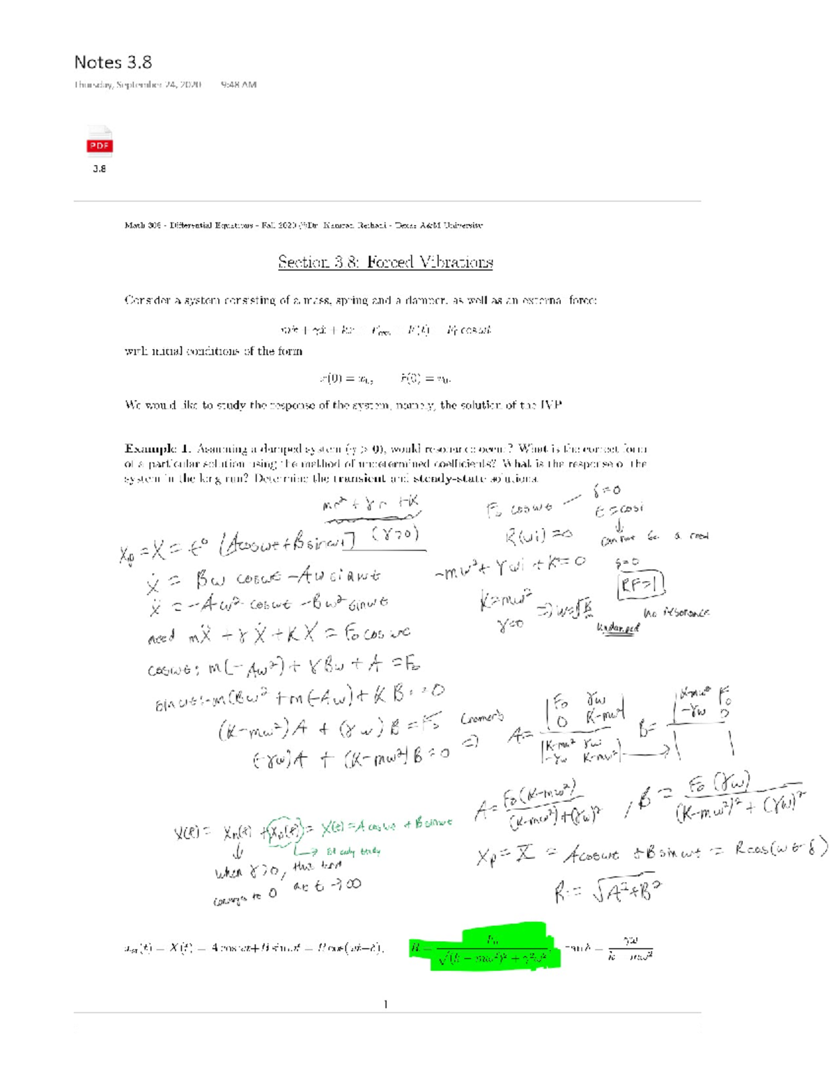 Notes Chapter 3.8 - MATH 308 - Studocu