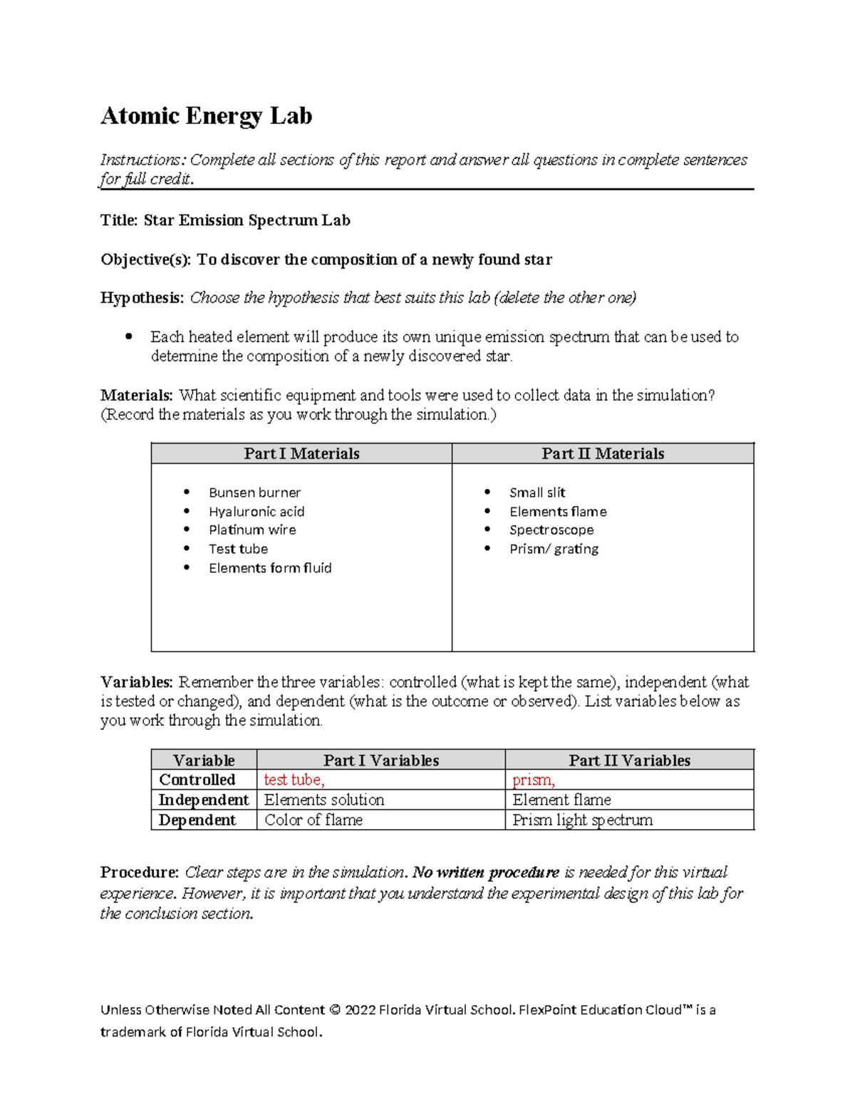 Atomic energy lab - Atomic Energy Lab Instructions: Complete all ...