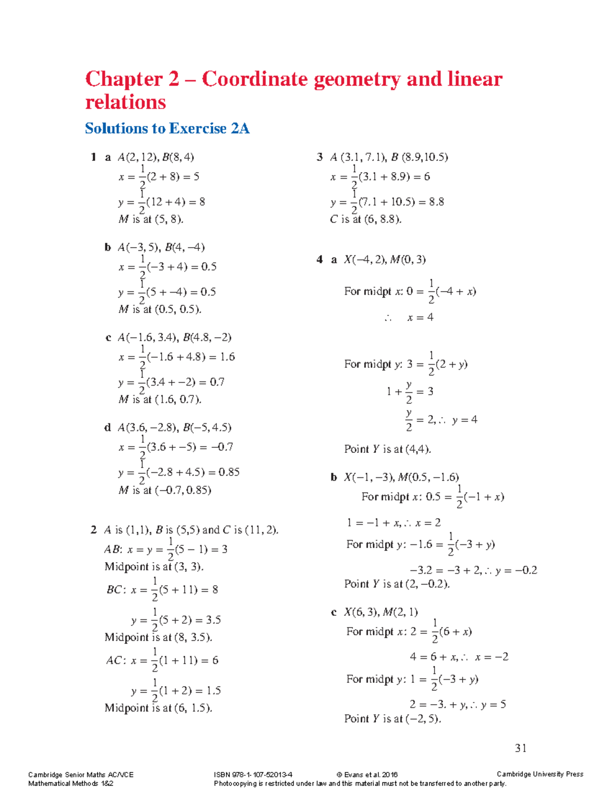 Chapter 2 worked solutions - Chapter 2 – Coordinate geometry and linear ...