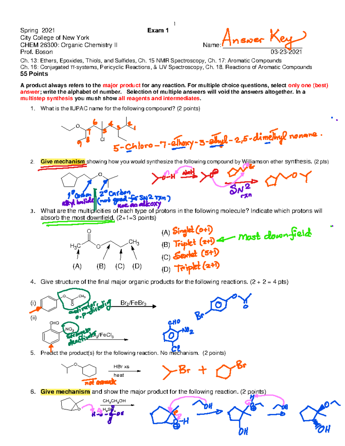 Past Exam 1 - Past Exam 1 - Spring 2021 Exam 1 City College of New York ...