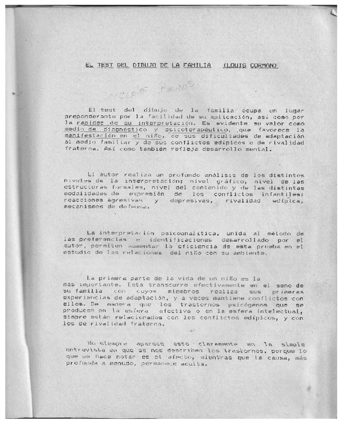 Test del dibujo de la familia - Louis Corman - Psicología - Studocu