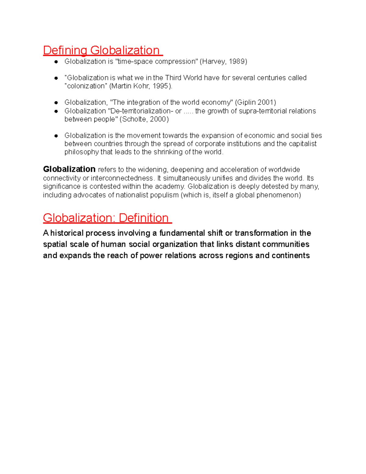 Week 1 - Globalization and Global Politics - Defining Globalization ...