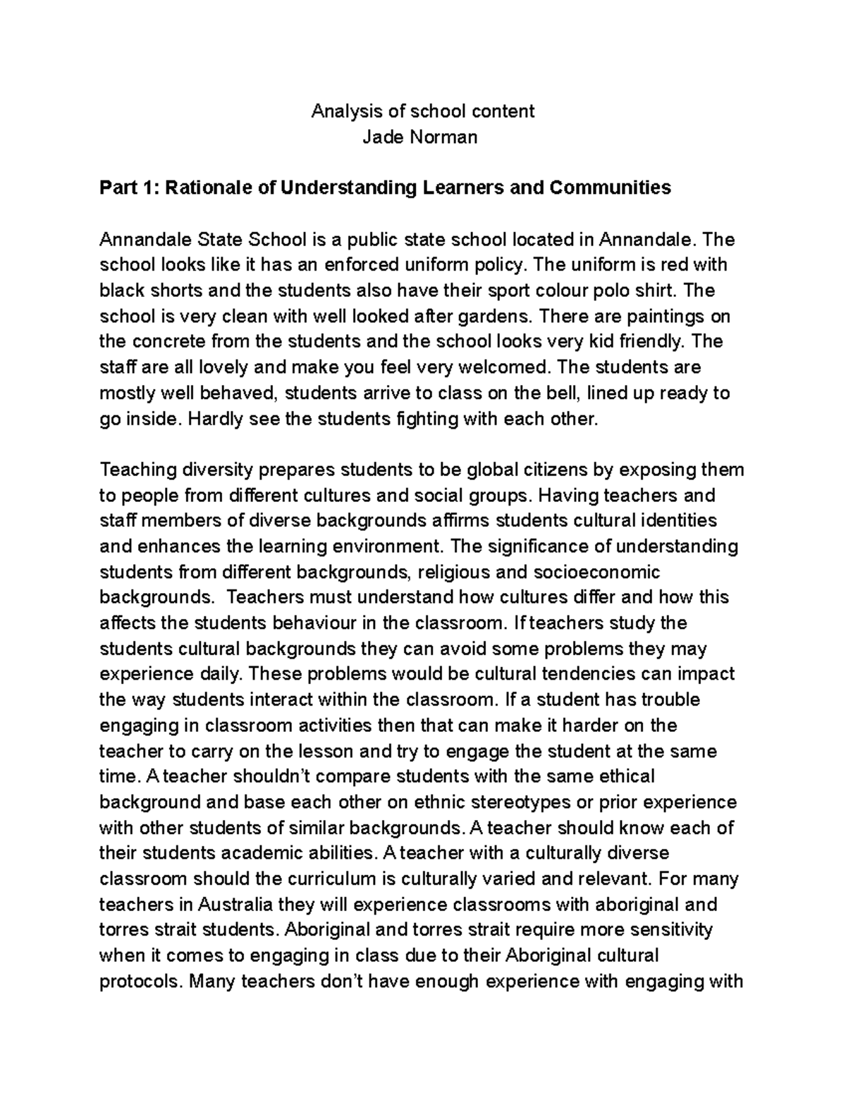 Analysis of school content - The school looks like it has an enforced ...