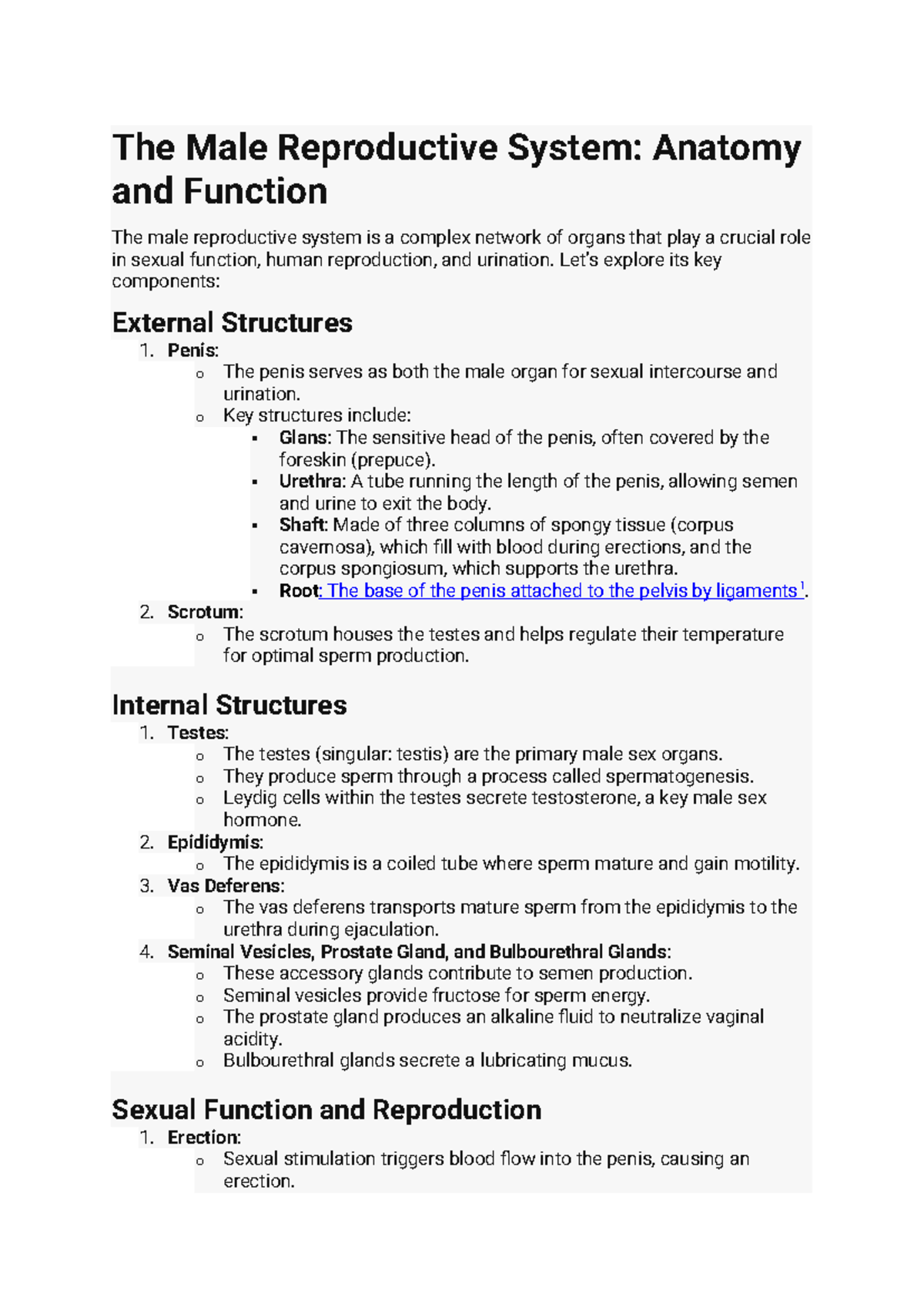 Male Repro - The Male Reproductive System: Anatomy and Function The ...