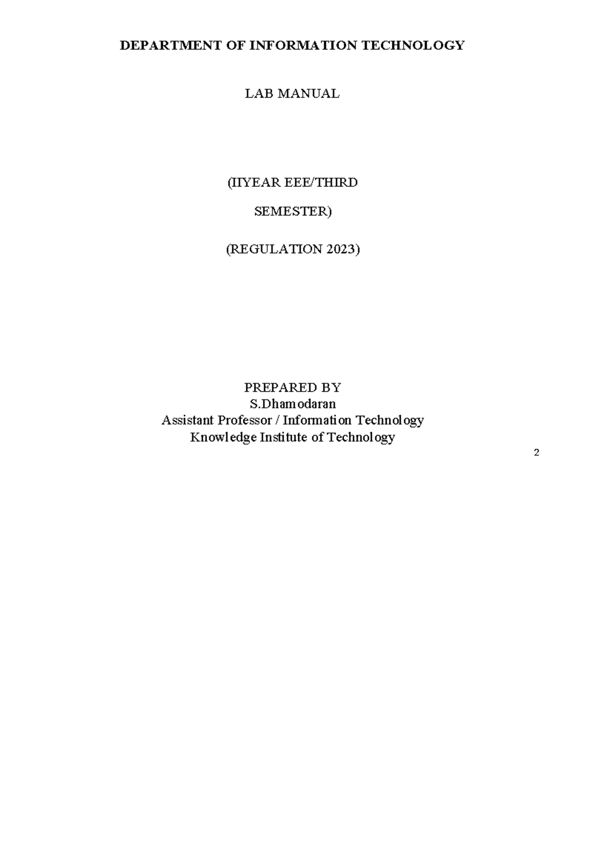 Data Structures In C Lab Manual Department Of Information Technology Lab Manual Iiyear Eee