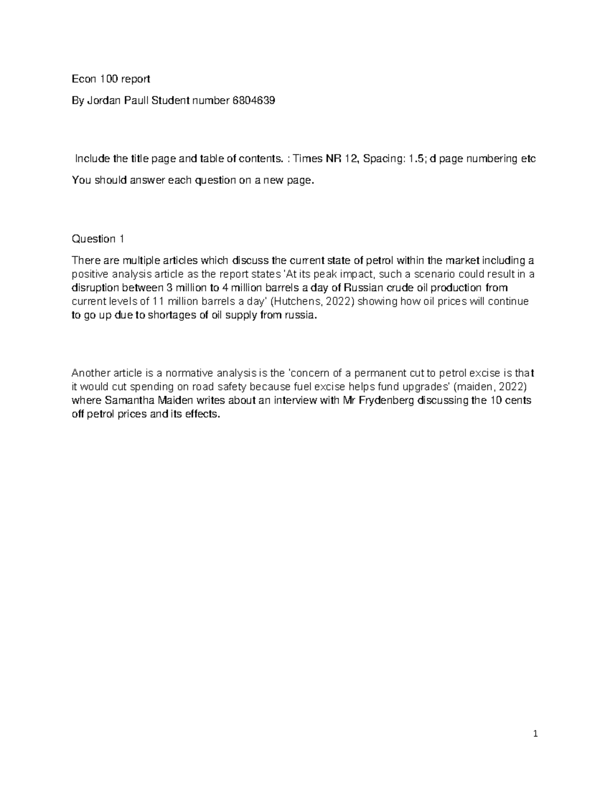 lecture notes for the year 2015 - Econ 100 report By Jordan Paull ...