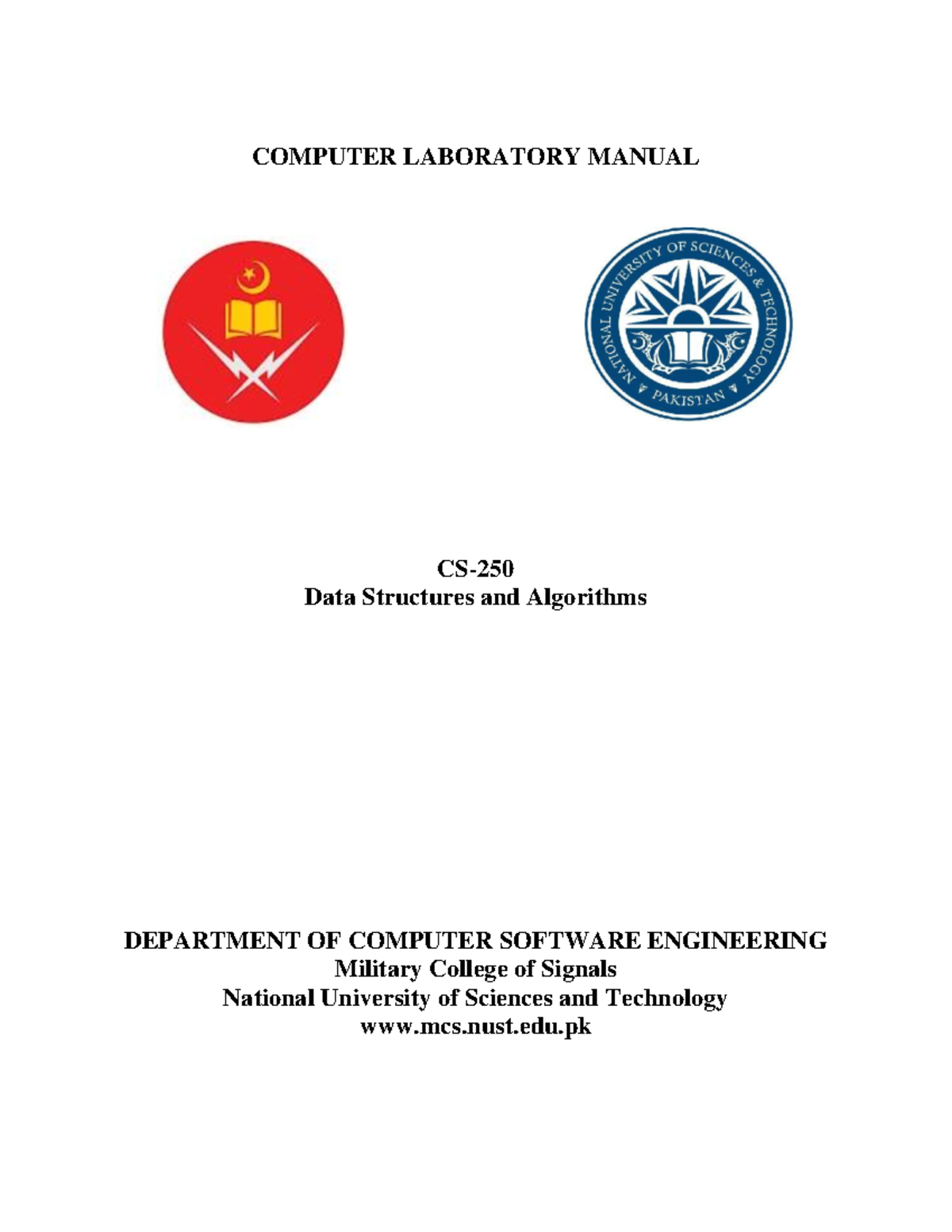 Cs 250 Data Structures Computer Laboratory Manual Cs Data Structures And Algorithms