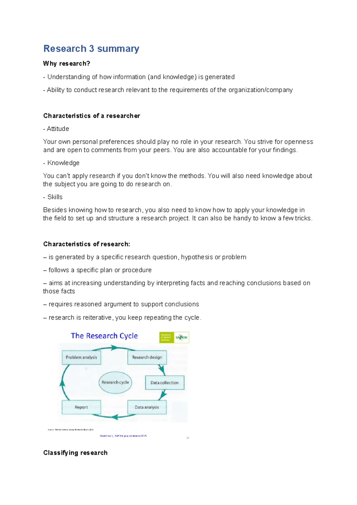 Research 3 summary - Research 3 summary Why research? - Understanding ...