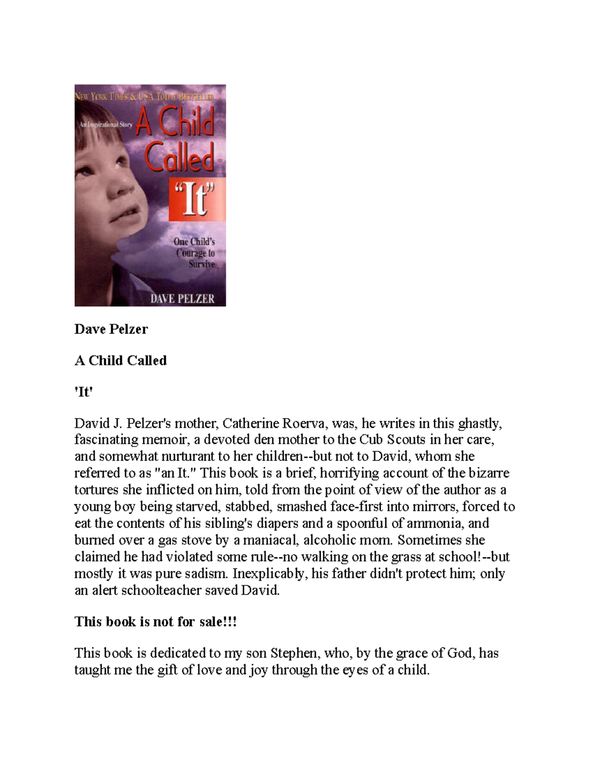 A Child Called It by Dave Pelzer (z-lib.org) - Dave Pelzer A Child ...