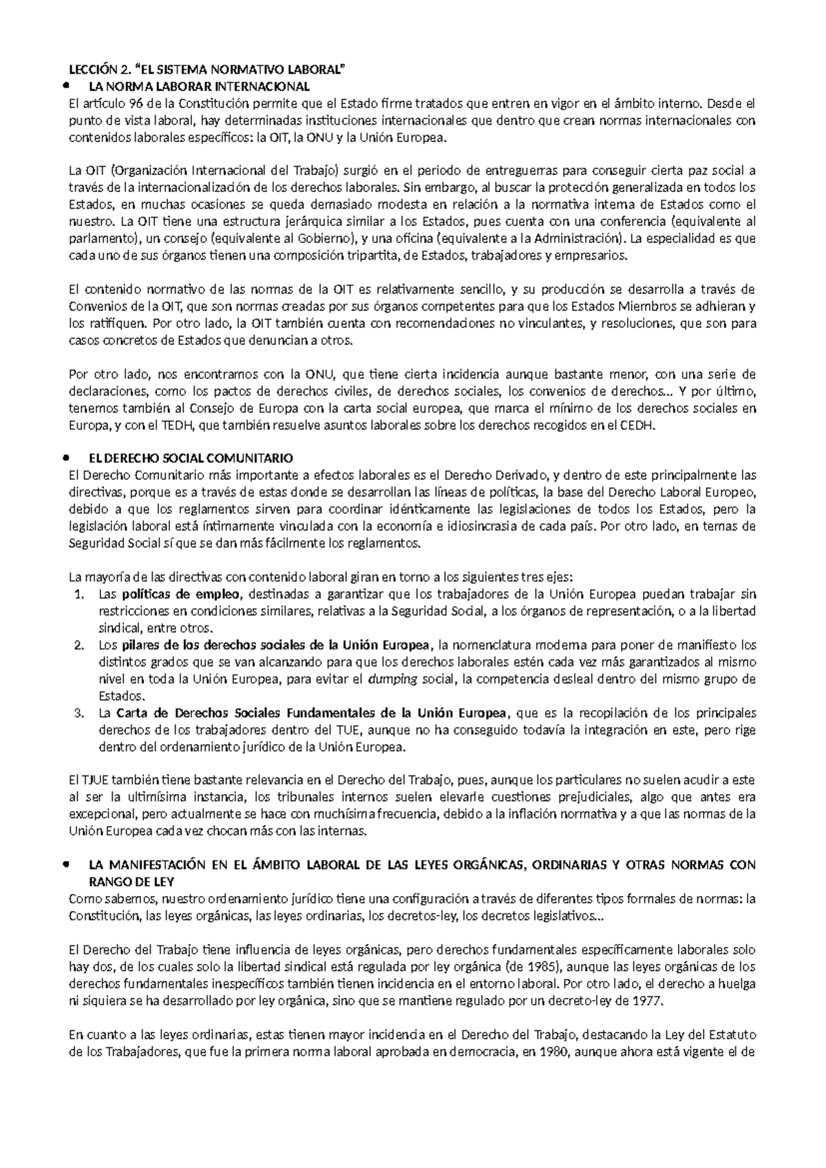LECCIÓN 2. “EL SISTEMA NORMATIVO LABORA" - LECCIÓN 2. “EL SISTEMA NORMATIVO LABORAL” LA NORMA ...
