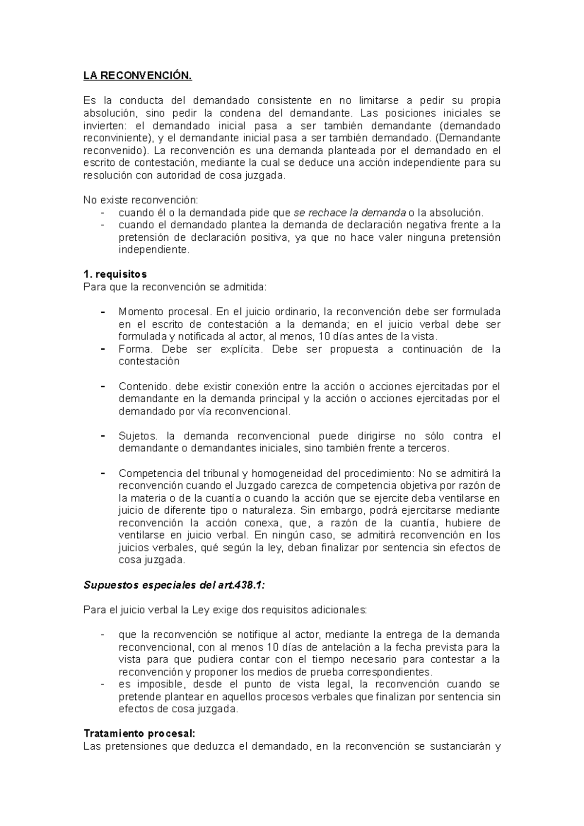 LA ReconvencióN - Apuntes tema 3 - LA RECONVENCIÓN. Es la conducta del ...