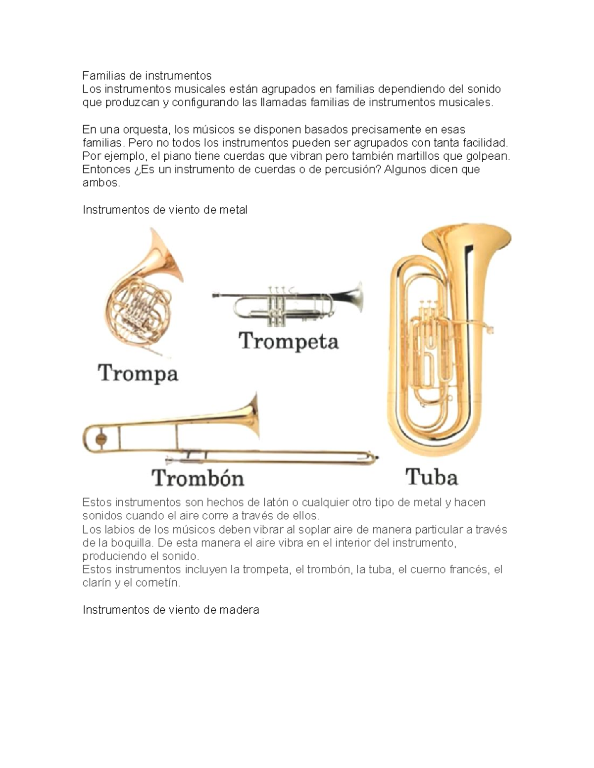 Familias de instrumentos - En una orquesta, los músicos se disponen ...