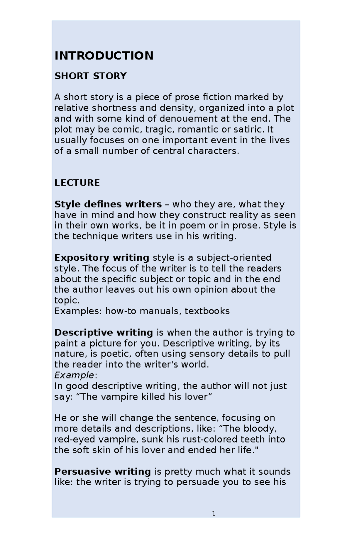Lesson 2 Short Story P2 II 12 Philippine Literature LSPU Studocu