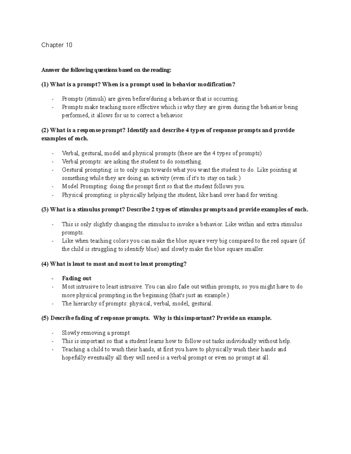 ABA chapter 10 -2 - Chapter 10 Answer the following questions based on ...