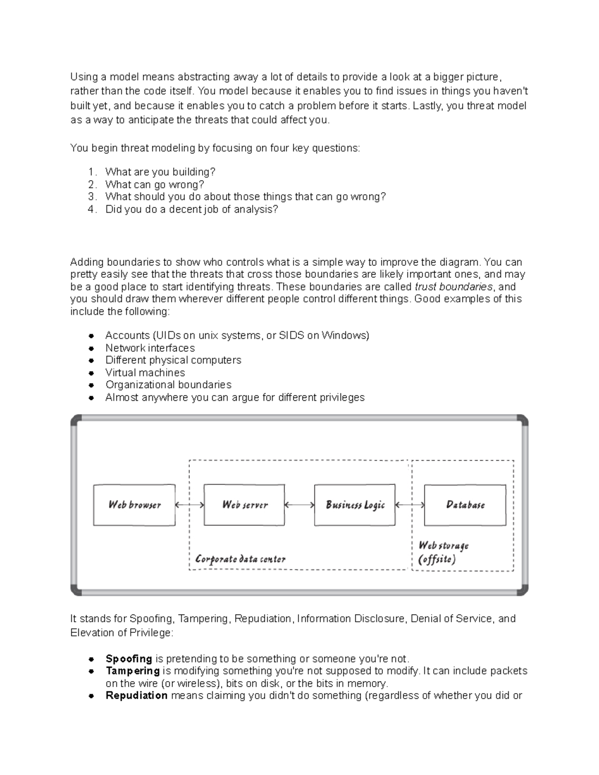 Module 4 reading notes - Using a model means abstracting away a lot of ...