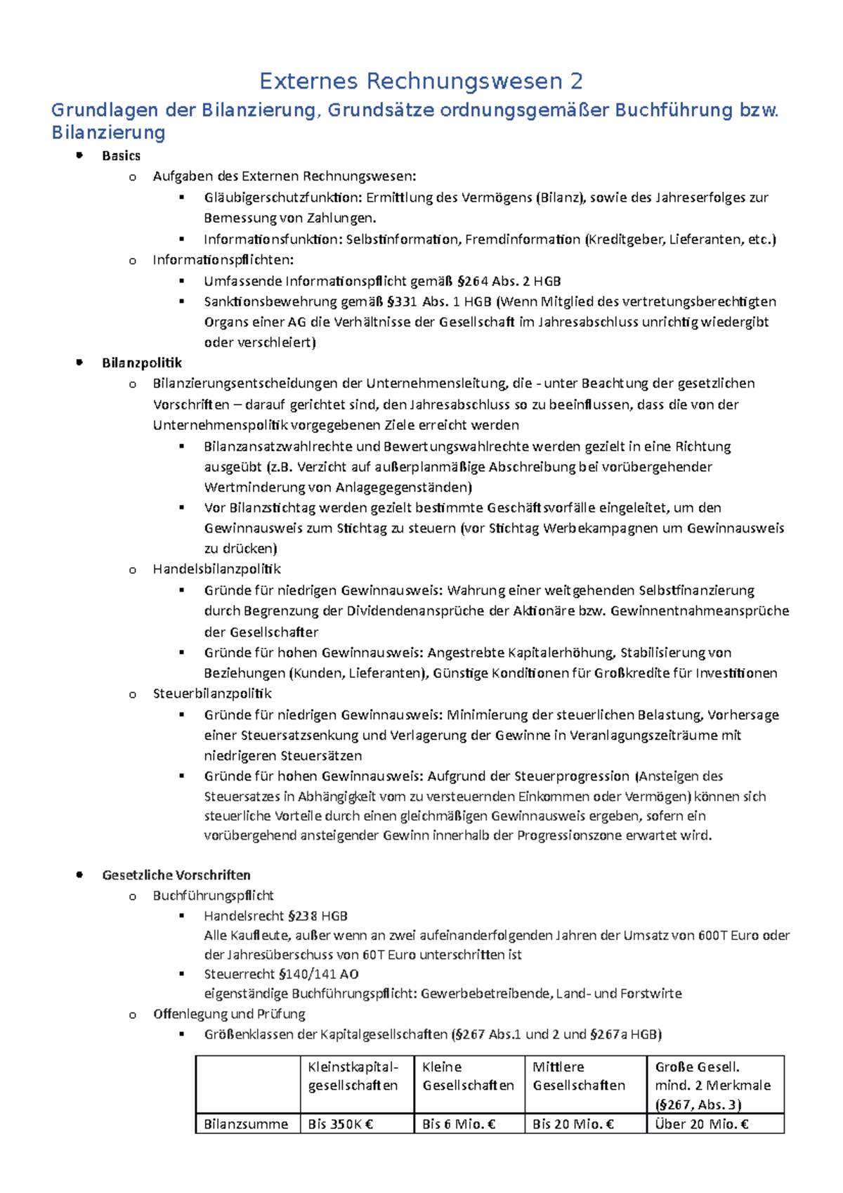 Zusammenfassung Externes Rechnungswesen 2 - Externes Rechnungswesen 2 Grundlagen der ...