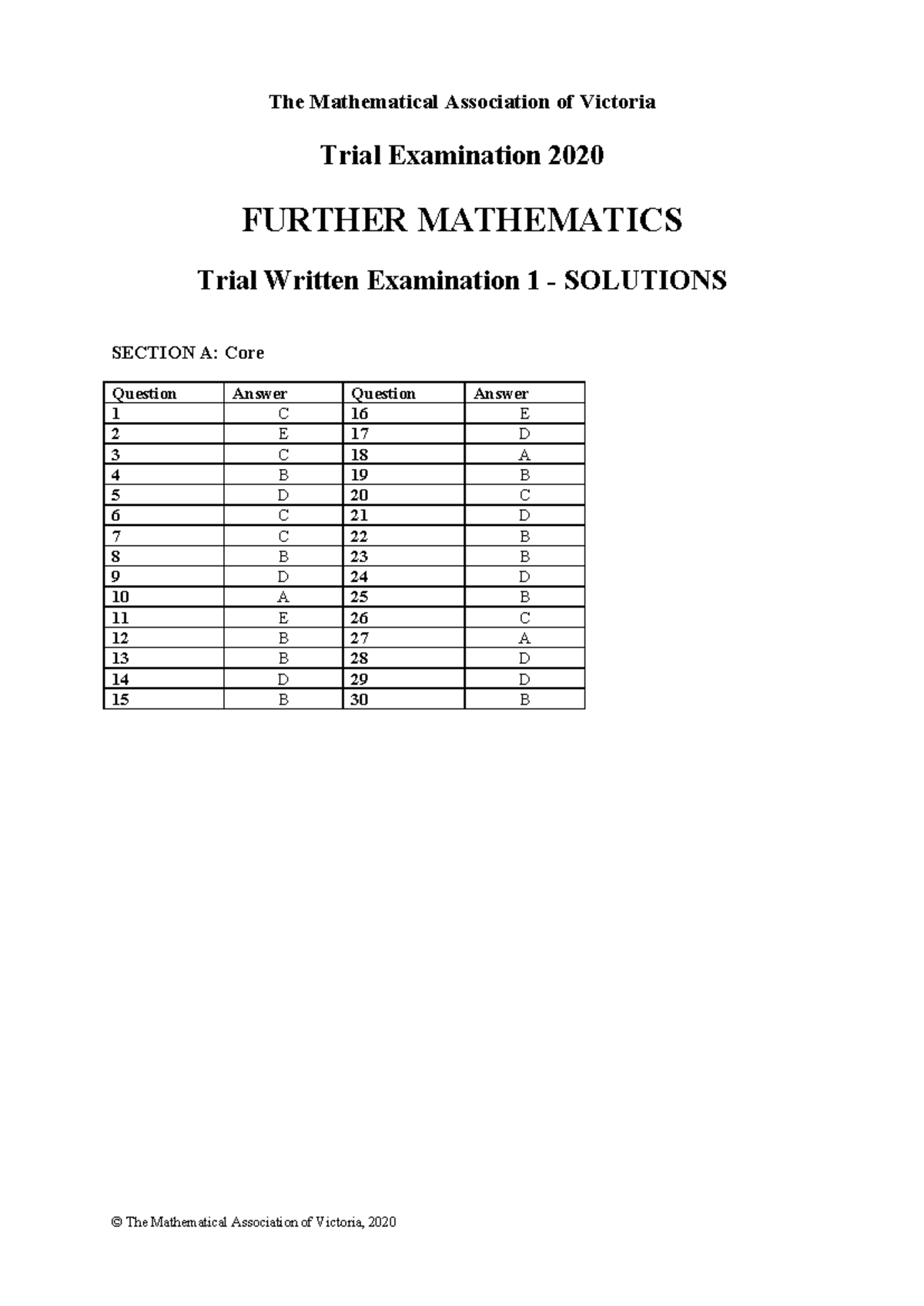 2020 MAV Further Maths Trial Exam 1 Solutions - The Mathematical ...
