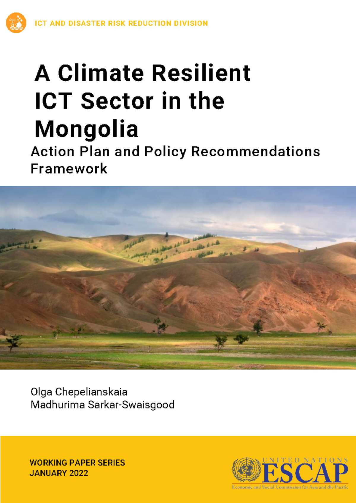Escap 2022 WP Climate resilient ICT sector mongolia - ICT AND DISASTER ...