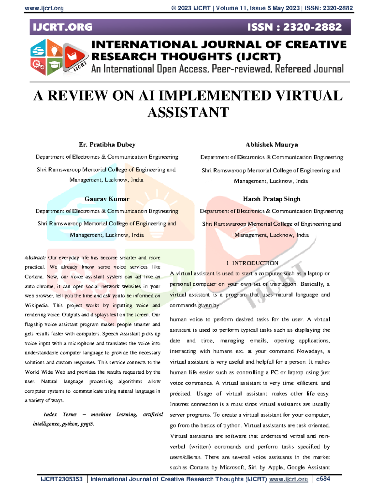 A Review ON AI Implemented Virtual Assistant - A REVIEW ON AI ...