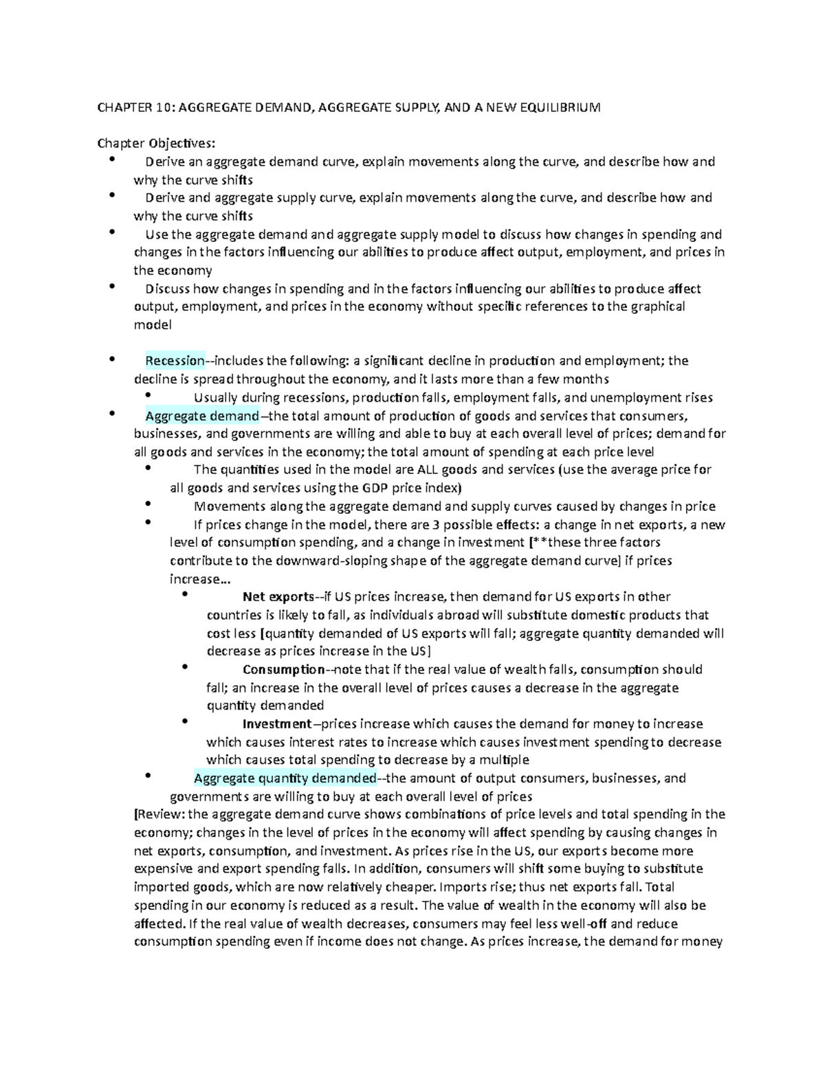 Chapter 10 - Stephen Buckles - CHAPTER 10: AGGREGATE DEMAND, AGGREGATE ...