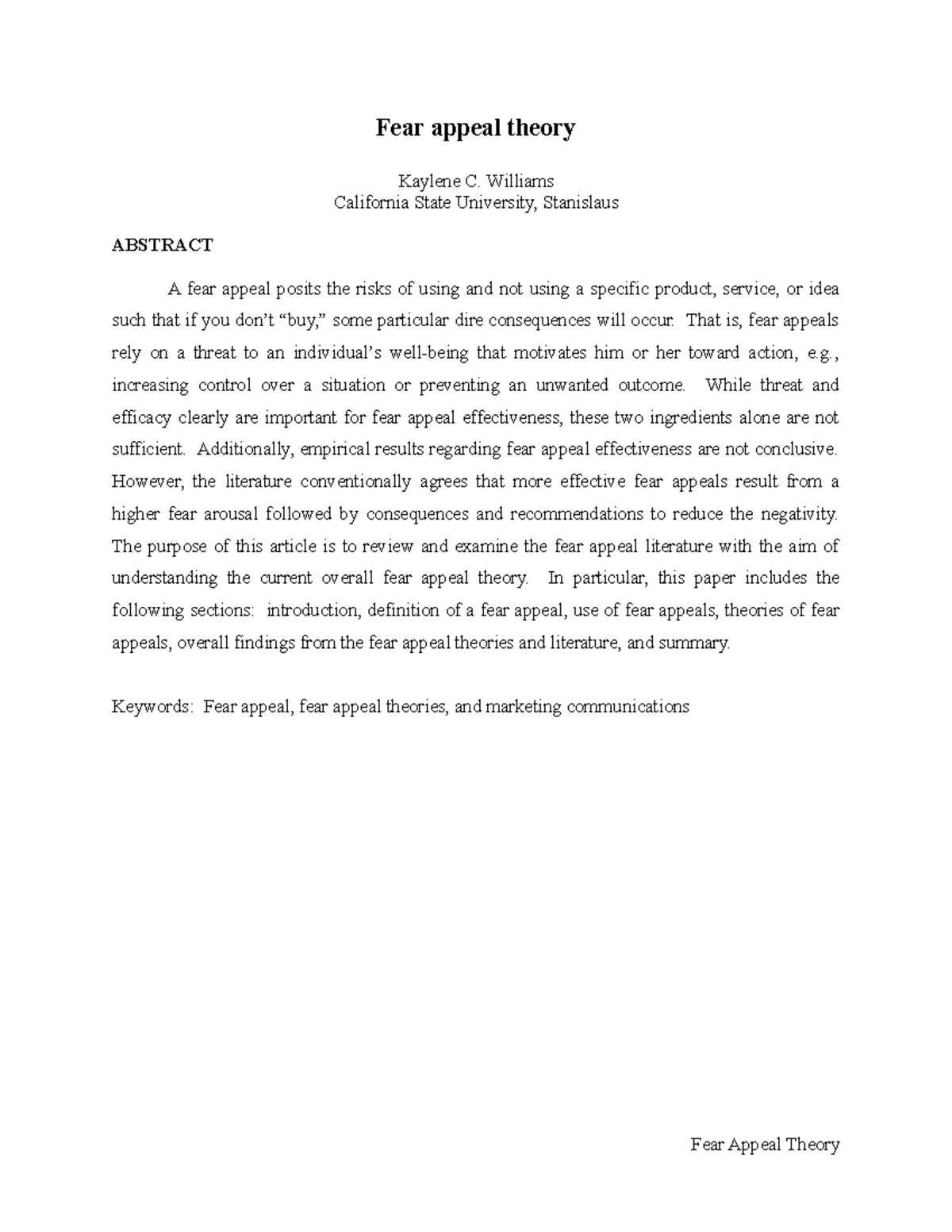 Use Fear Appeal Theory on Advertising - Fear appeal theory Kaylene C ...